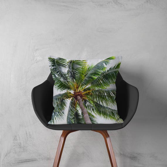 Caribbean Palm Throw Pillow Green Palm Tree Decor Beach