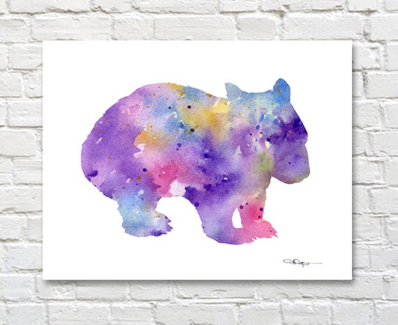 Wombat Art Print Abstract Watercolor Painting Wall Decor