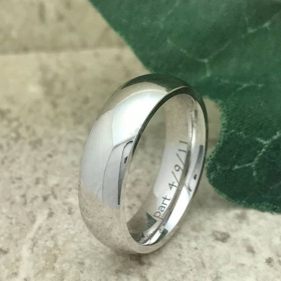 6mm Titanium Ring Personalize Custom Engrave White Titanium