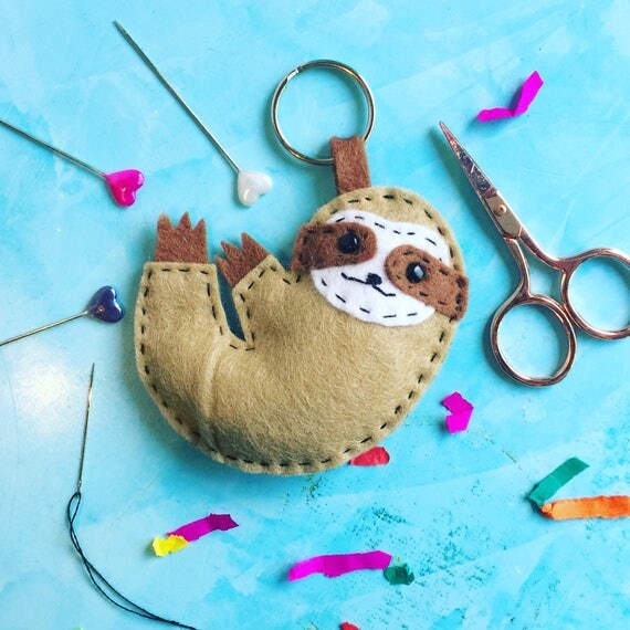 sloth keyring kit felt sloth sloth felt craft kit craft