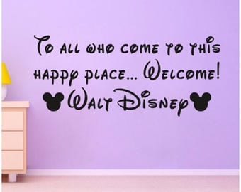 Items similar to CUSTOM: Walt Disney To all who come to this happy ...