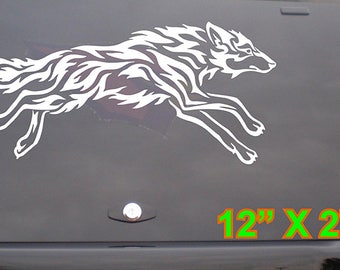 Tribal wolf decal | Etsy