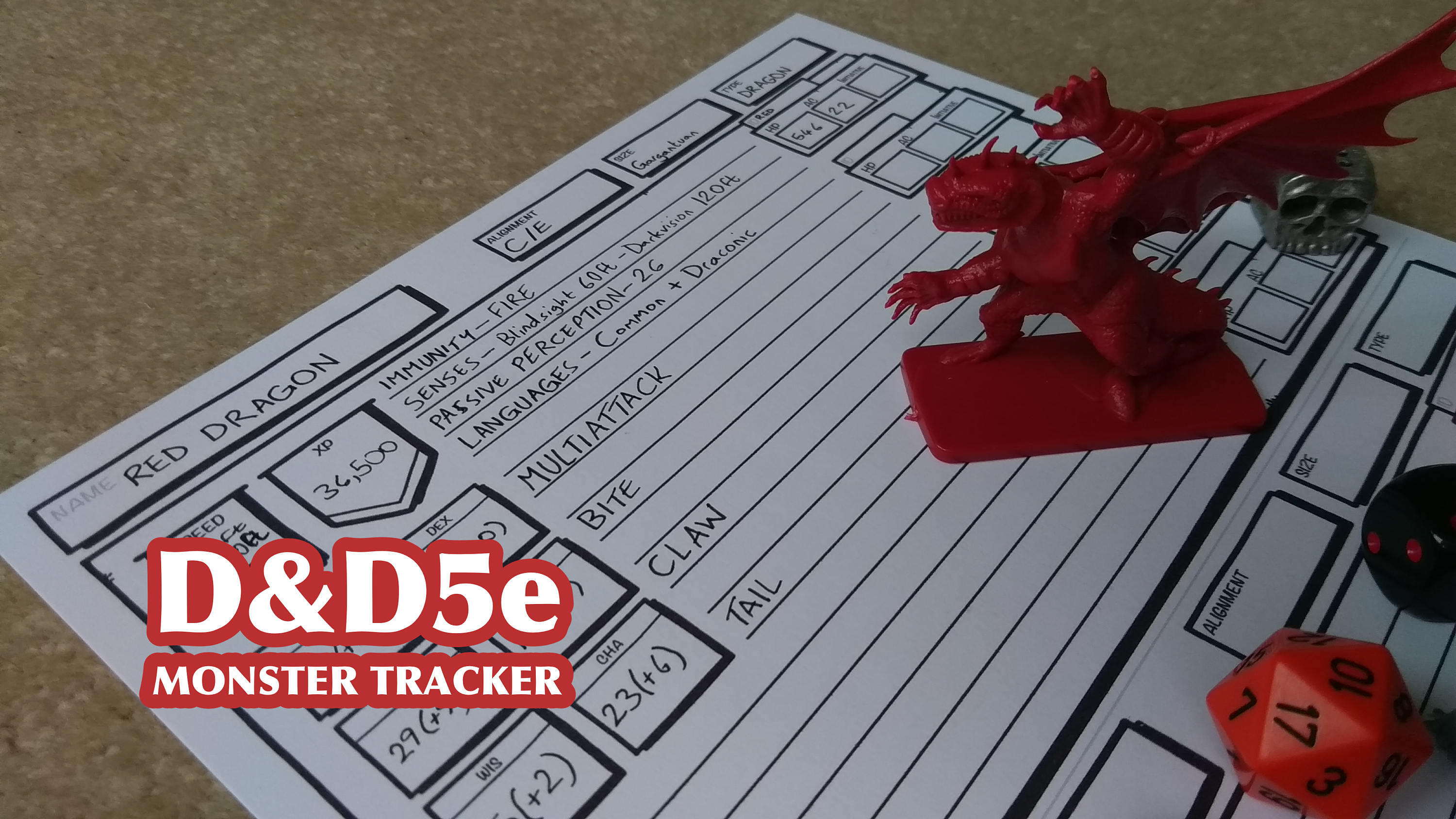 Dungeons and Dragons 5e Compatible Monster Tracking Sheet