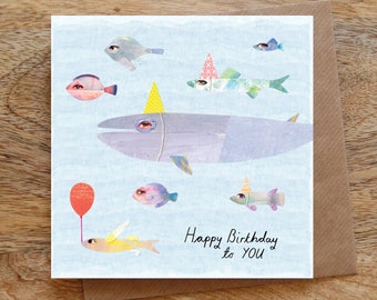Fish birthday card | Etsy