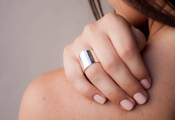 Large Silver Ring Long Silver Ring Extra Wide Ring Armor