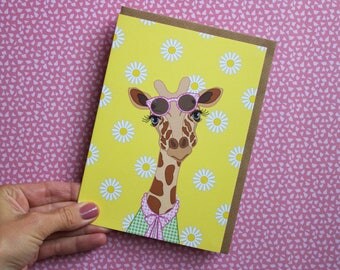 Giraffe card | Etsy