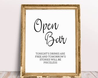 Open bar quote sign | Etsy
