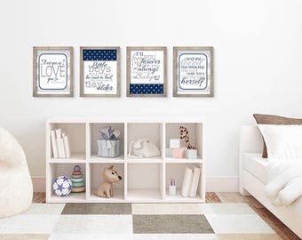 Navy gray wall art | Etsy