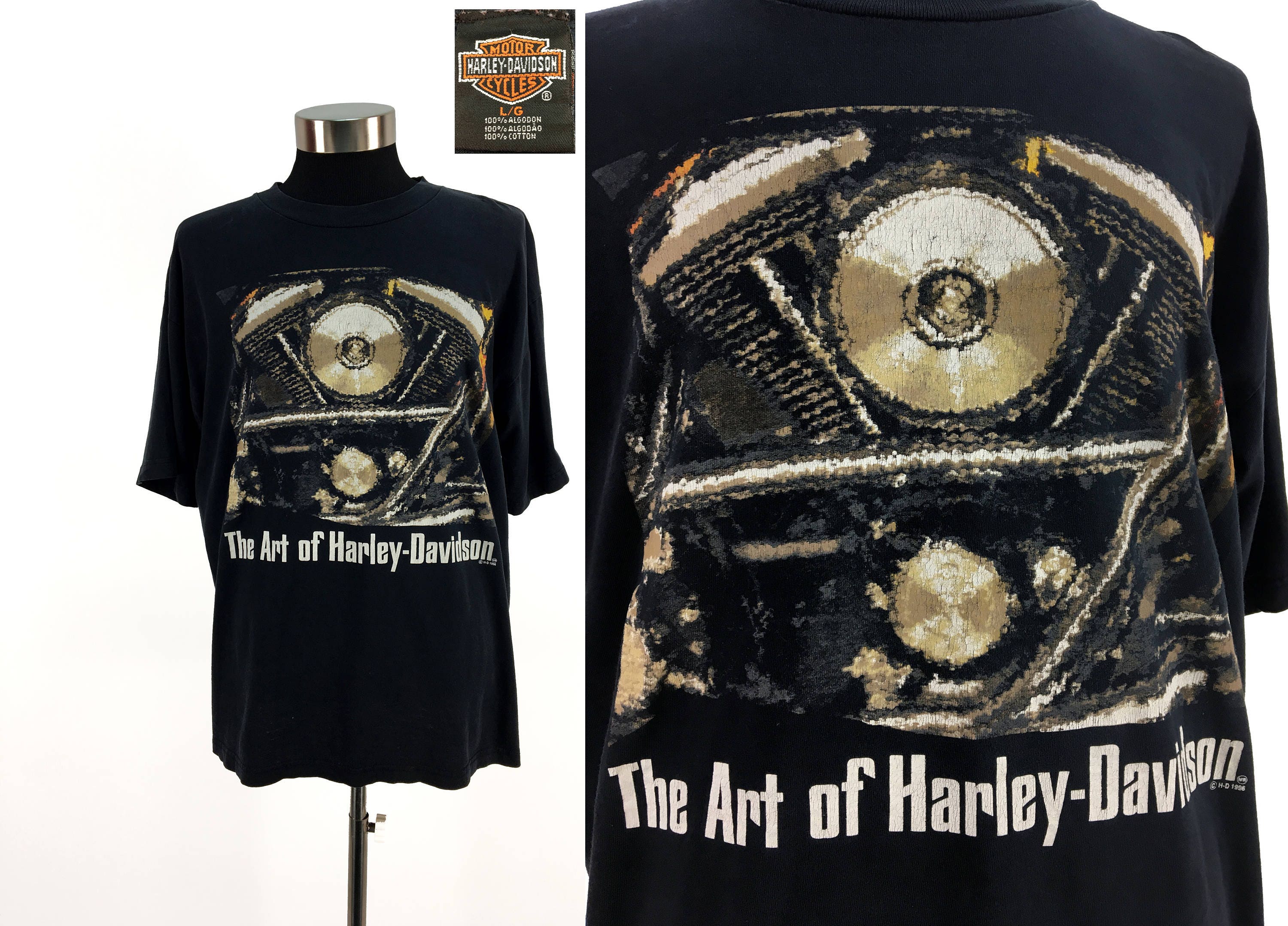 Vintage 1996 HARLEY DAVIDSON Art Evo Engine T-Shirt LARGE