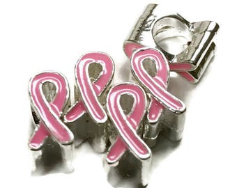 Pink ribbon beads | Etsy