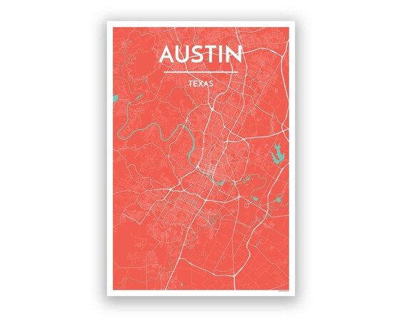 AUSTIN United States City Map Print // modern minimalist art