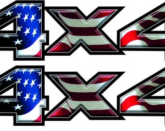 Pair 4x4 Off Road FX4 Flag Bed Decals Stickers Ford Truck-T-21