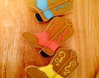 Cowboy boot cookies | Etsy