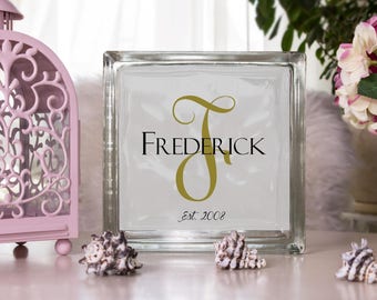 Monogram Glass Block Personalized Customized Wedding