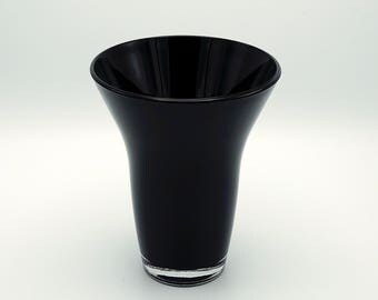 Black glass vase | Etsy