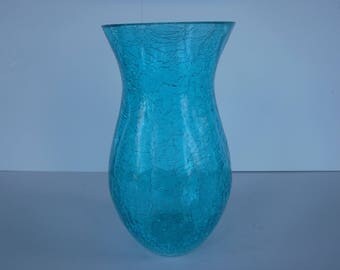 Crackle glass vase | Etsy