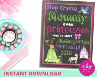 First day of school sign Stop crying mom chalkboard sign