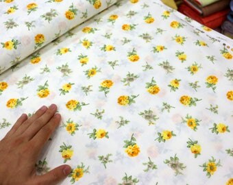 Yellow rose fabric | Etsy
