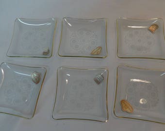 4 kleine Glasschütten / alte Gewürzschütten / Schütte