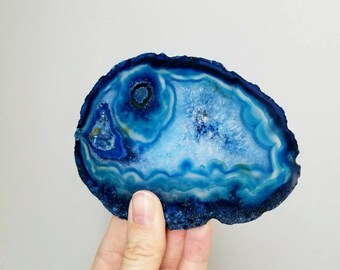 Blue agate slice | Etsy