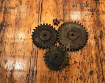 Large Wood Gear 6 Gear Set Wooden Cog Sprocket Steampunk