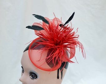 Red fascinator | Etsy
