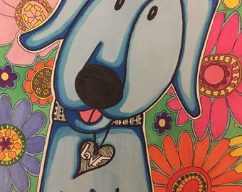 Colorful dog art | Etsy