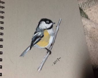 Chickadee drawing | Etsy