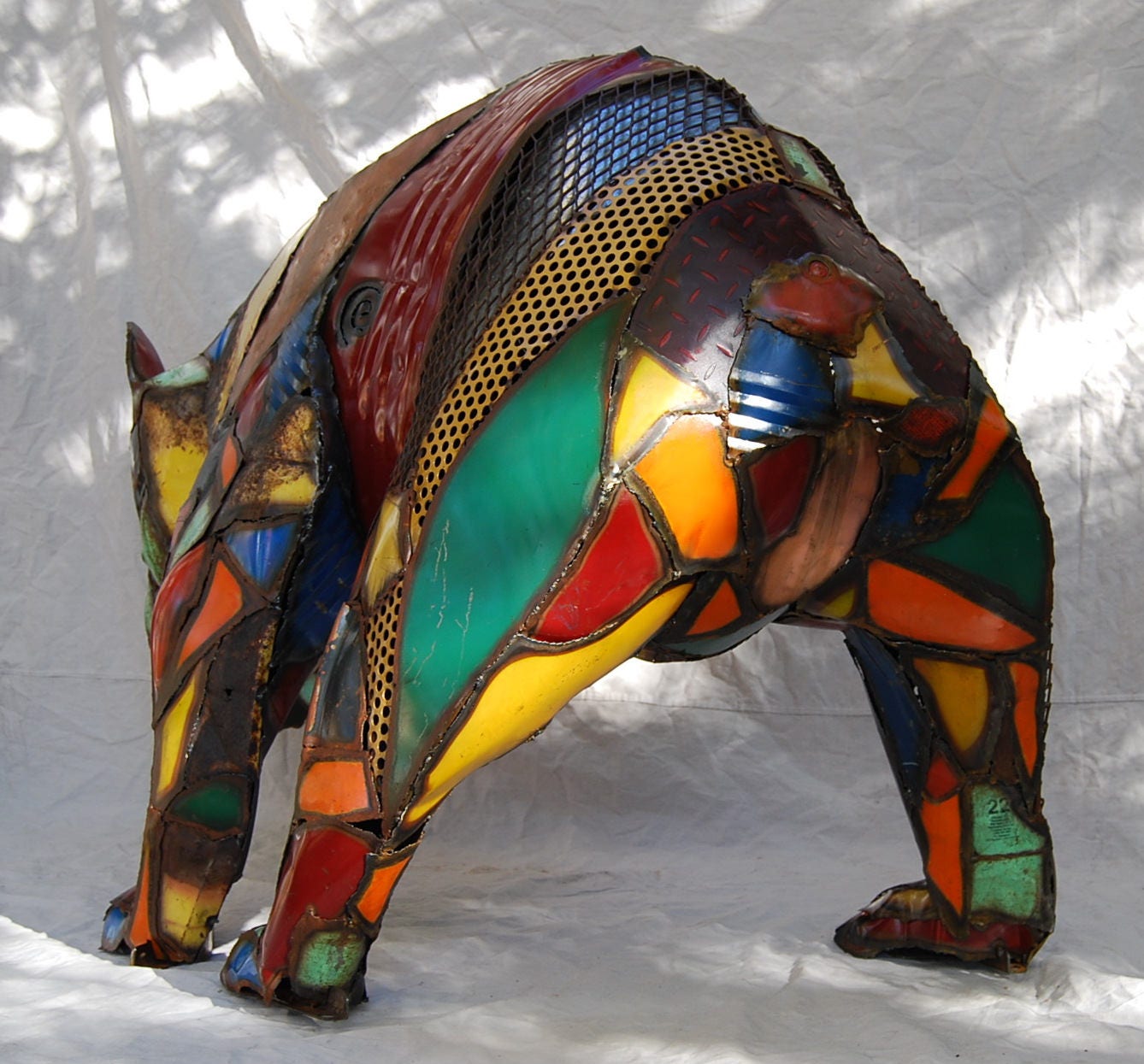 Life-Size Outdoor Custom Made Metal Bear Sculpture Made Out of Found ...