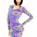 NEON UV Glow Worm Print Long Sleeve Bodycon Clubwear Party