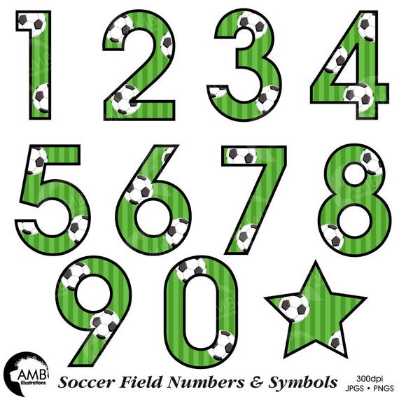 Items similar to Soccer Number Clipart, Football Clipart, Sports Team ...