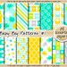 SALE Baby boy digital paper yellow aqua blue digital paper