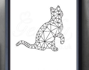 Chat géométrique | Etsy
