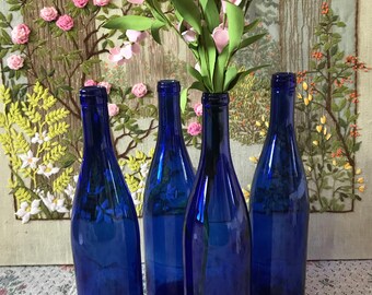 Blue glass bottle | Etsy