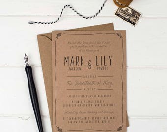 Kraft wedding invite | Etsy