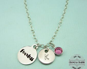 Fearless Necklace Sterling Silver Fearless Word Tag Necklace