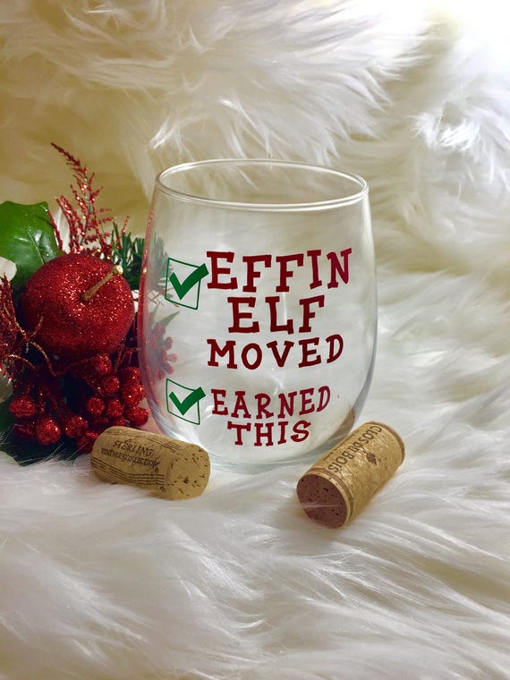 Elf On The Shelf Elf Wine Glass-Christmas Wine