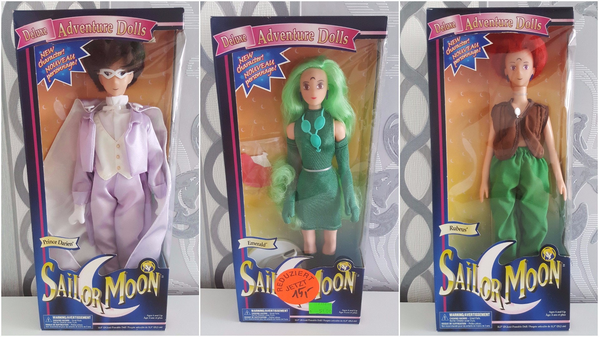 3x Sailor Moon Figure Doll Villain Rubeus Emerald And King