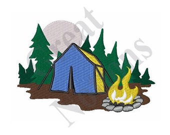Camping embroidery | Etsy