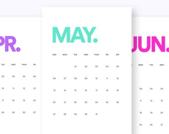Colorful calendar | Etsy