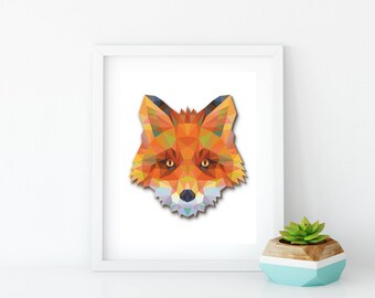 Geometric fox | Etsy