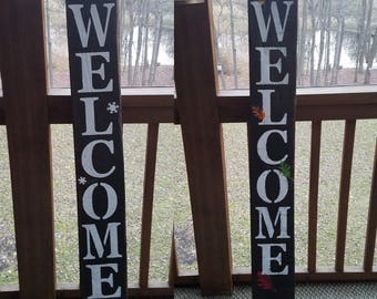Reversible Winter Sign Welcome Sign Reversible Holiday Sign