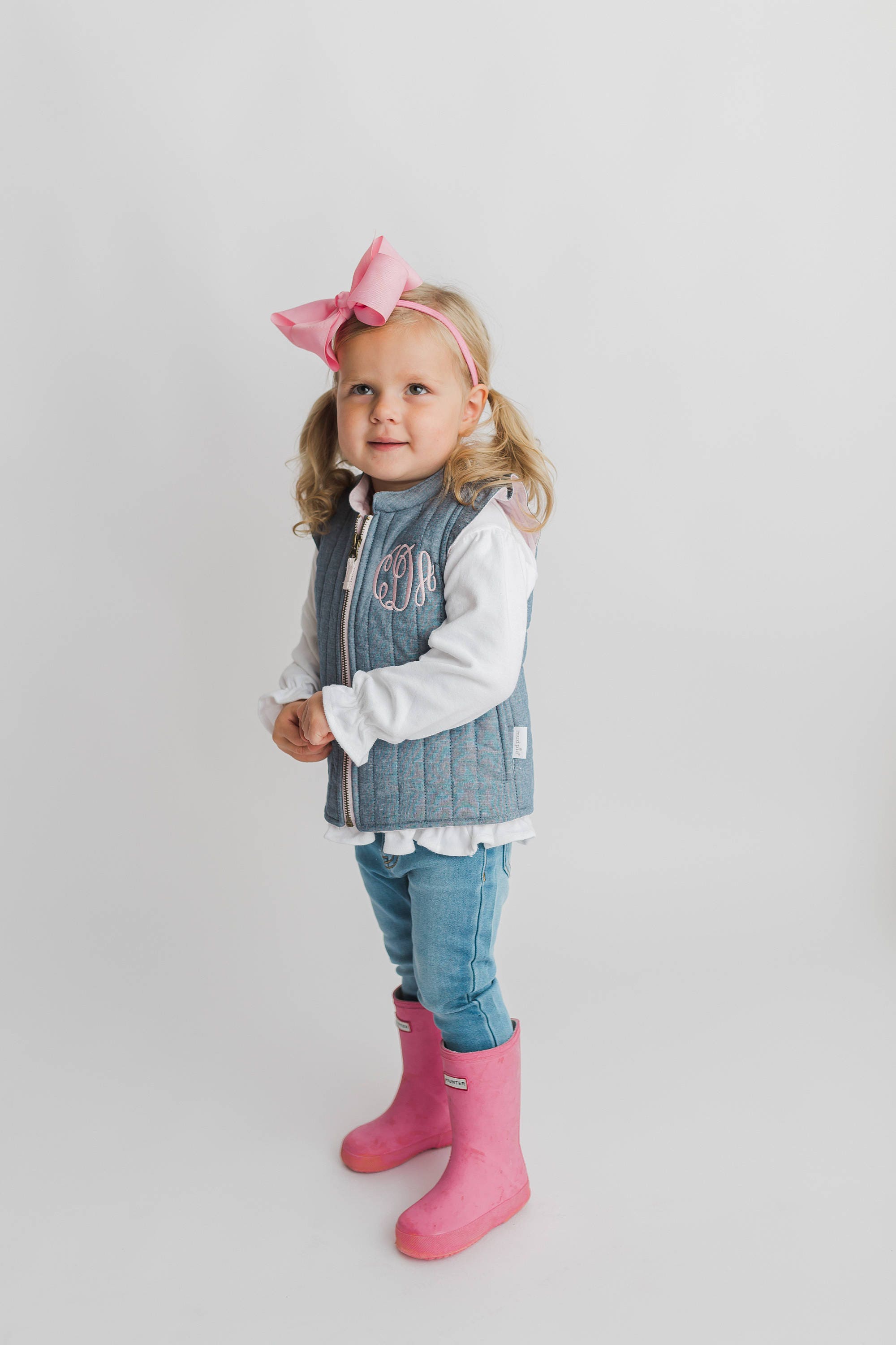Girls vest toddler monogrammed vest chambray vest toddler