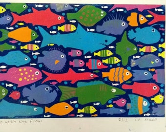 Fish linocut | Etsy