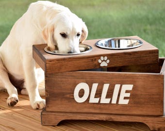 Rustic dog feeder | Etsy