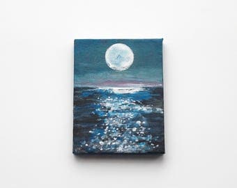 Moon painting | Etsy