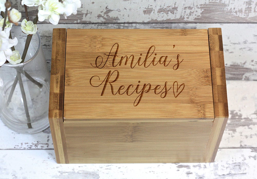 Personalized Wood Recipe Box Recipe Box Custom Recipe Box
