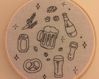 Beer embroidery | Etsy