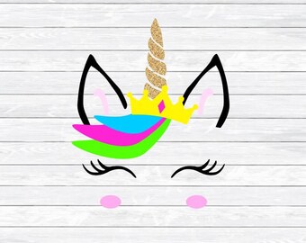 Unicorn face svg | Etsy