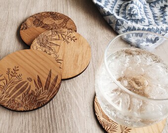 Laser cut coaster | Etsy